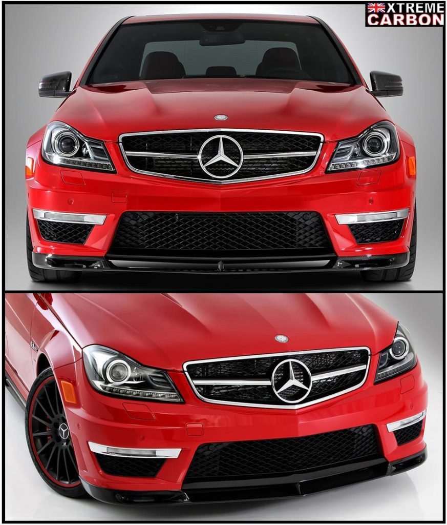 Mercedes W204 C63 12-14 V-Style front lip spoiler - Xtreme Carbon UK