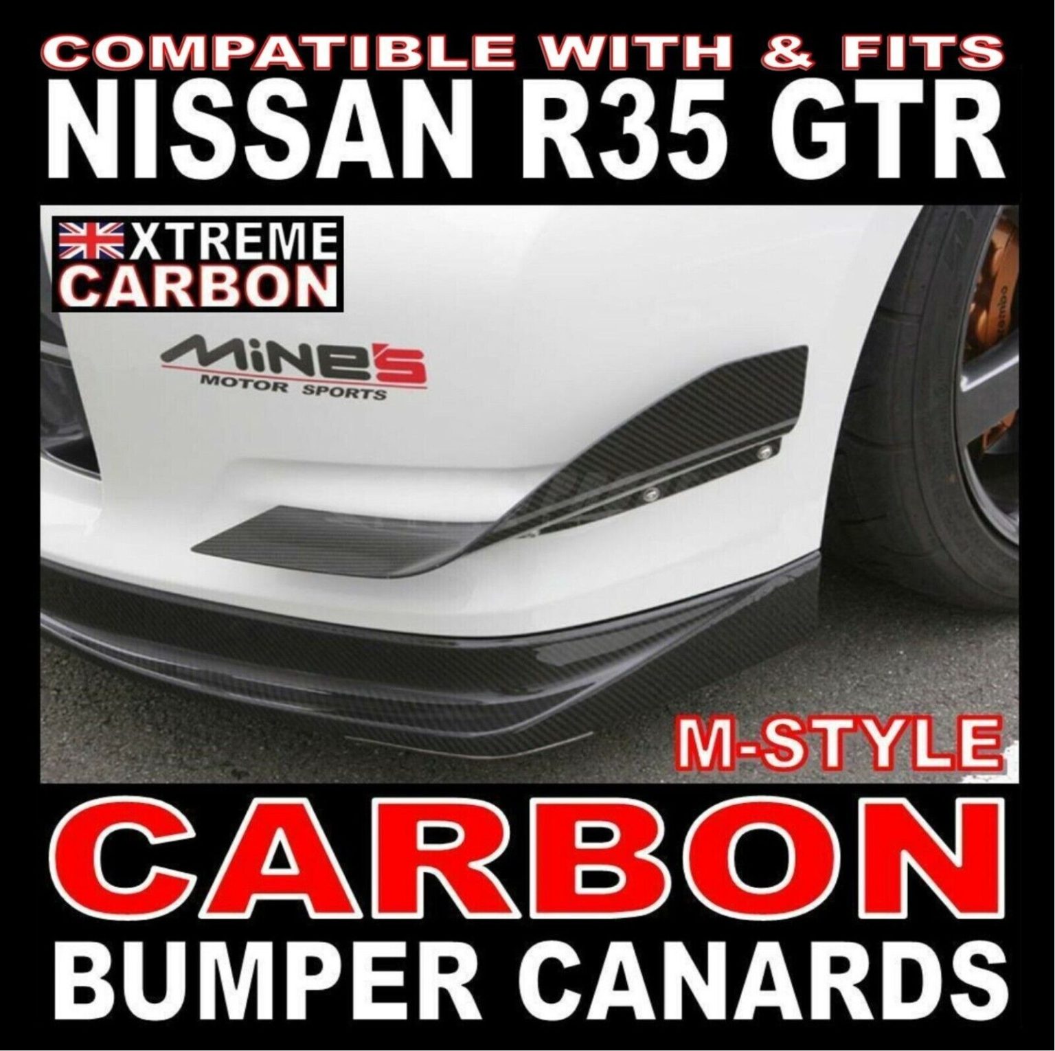 Nissan R35 GTR CBA M-Style Canards set - Xtreme Carbon UK