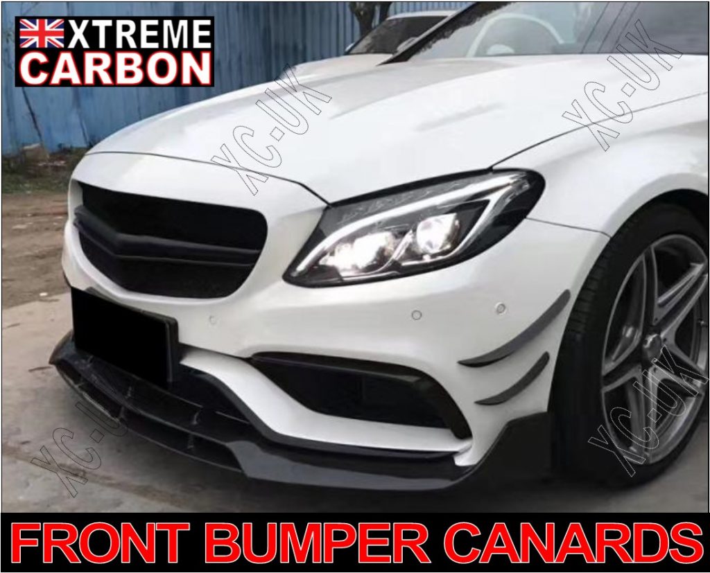 Mercedes W205 C63 Front bumper winglets canards set 4pc - Xtreme Carbon UK