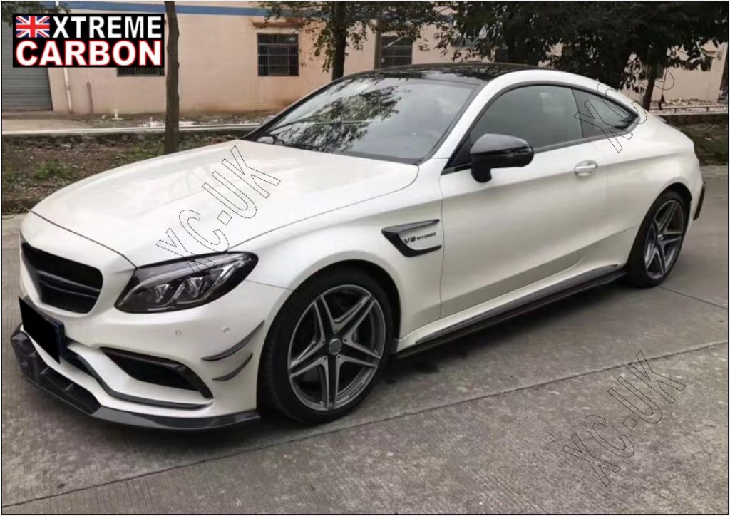 Mercedes W205 C63 Front bumper winglets canards set 4pc - Xtreme Carbon UK